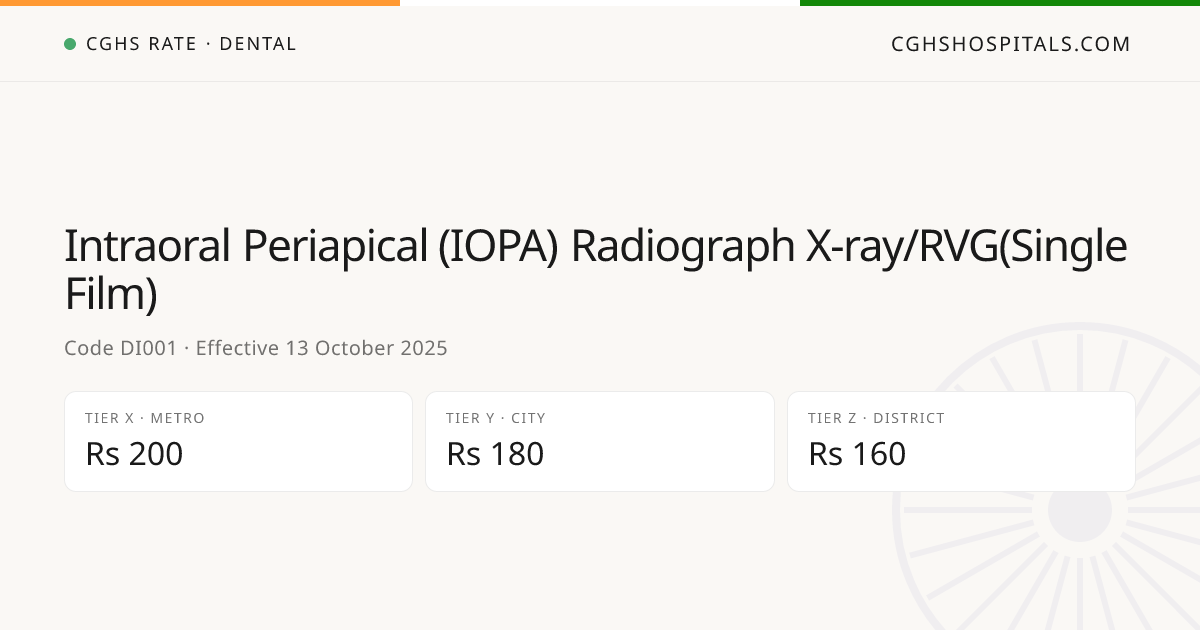 Intraoral Periapical (IOPA) Radiograph… · CGHS Rate