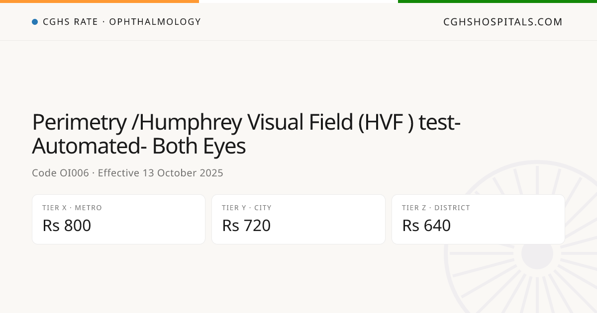 Perimetry /Humphrey Visual Field (HVF ) test… · CGHS Rate
