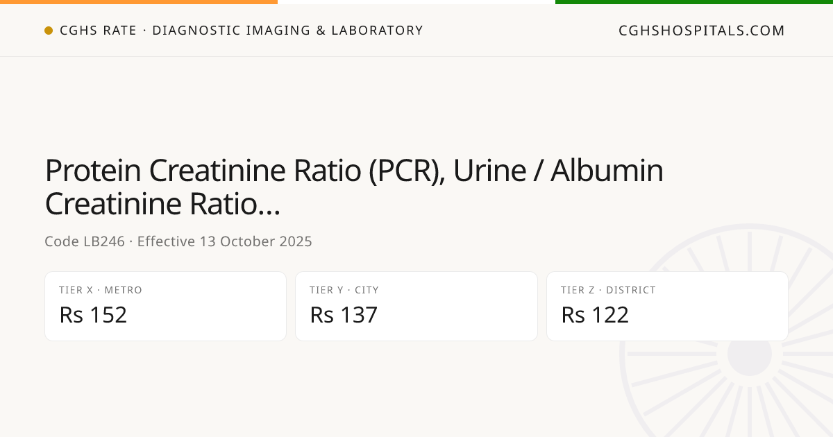 Protein Creatinine Ratio (PCR), Urine… · CGHS Rate