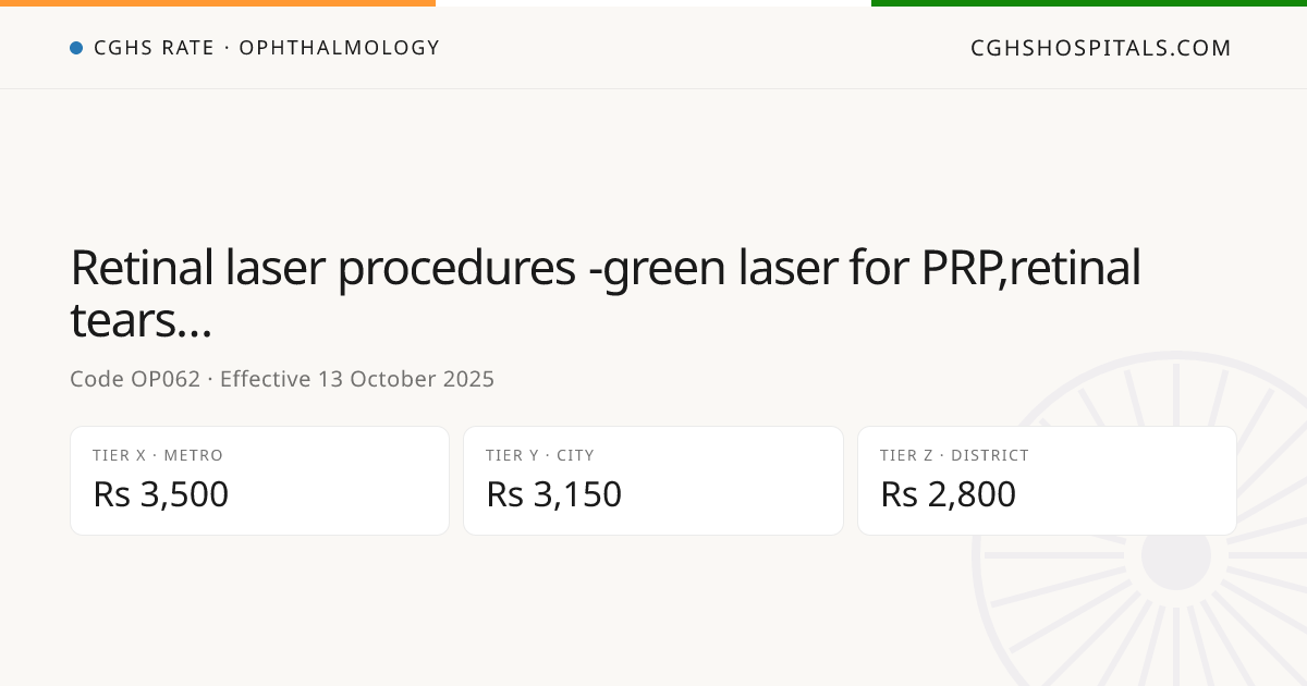 Retinal laser procedures -green laser for… · CGHS Rate
